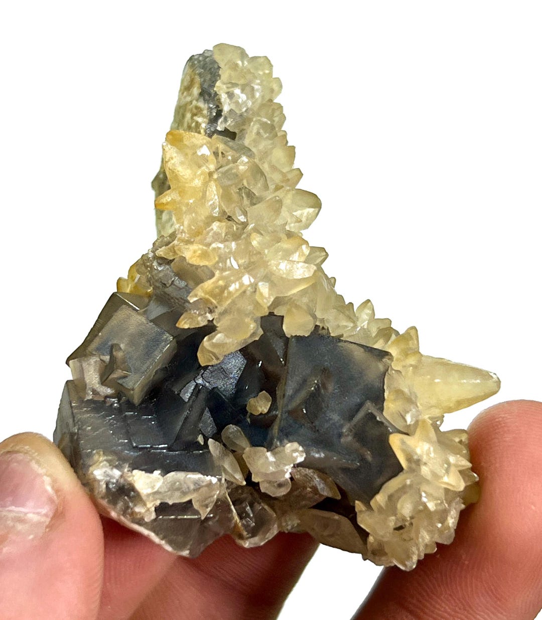 83: Gram Beautiful Natural Dog Teeth Shape Cubic Fluorite With Calcite ...