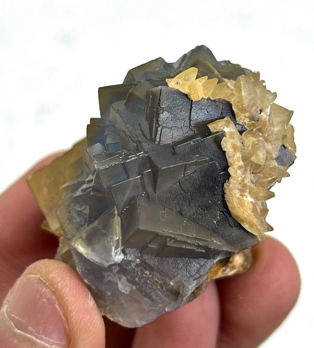 117: Gram Beautiful Natural Dog Teeth Shape Cubic Fluorite With Calcite ...