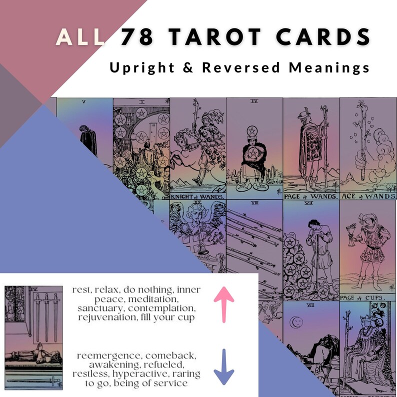 Tarot Card Keyword Cheat Sheet | Printer-friendly | Beginner Tarot Tool ...