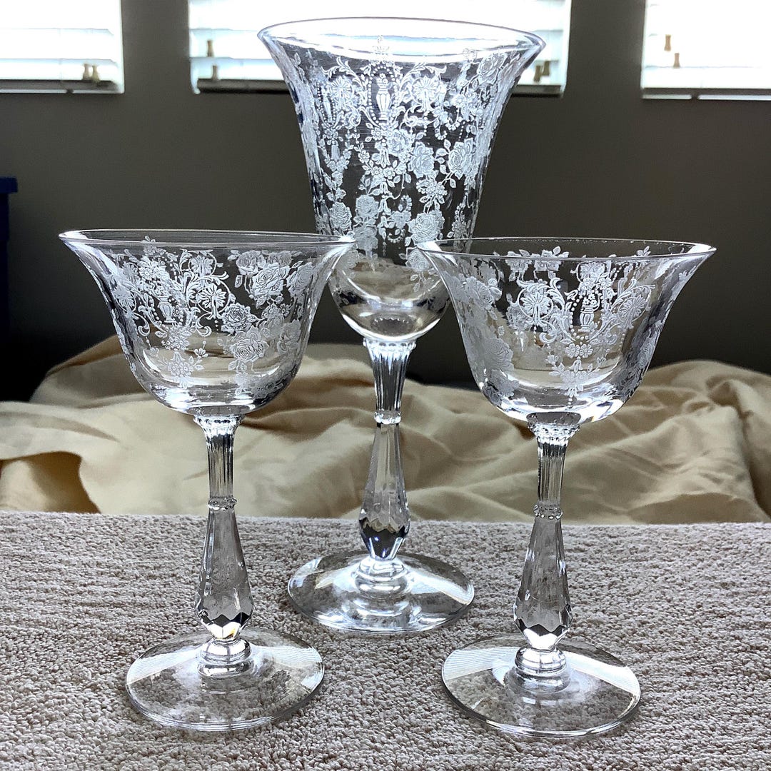 Three Tiffin Franciscan Goblets in the Cherokee Rose Pattern - Etsy