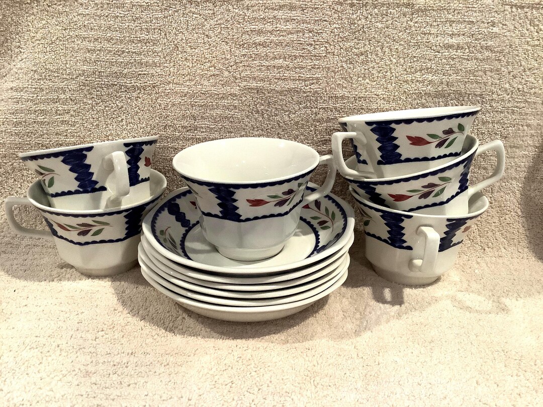 Six Adams Real English Ironstone Cups and Saucers Lancaster Pattern - Etsy