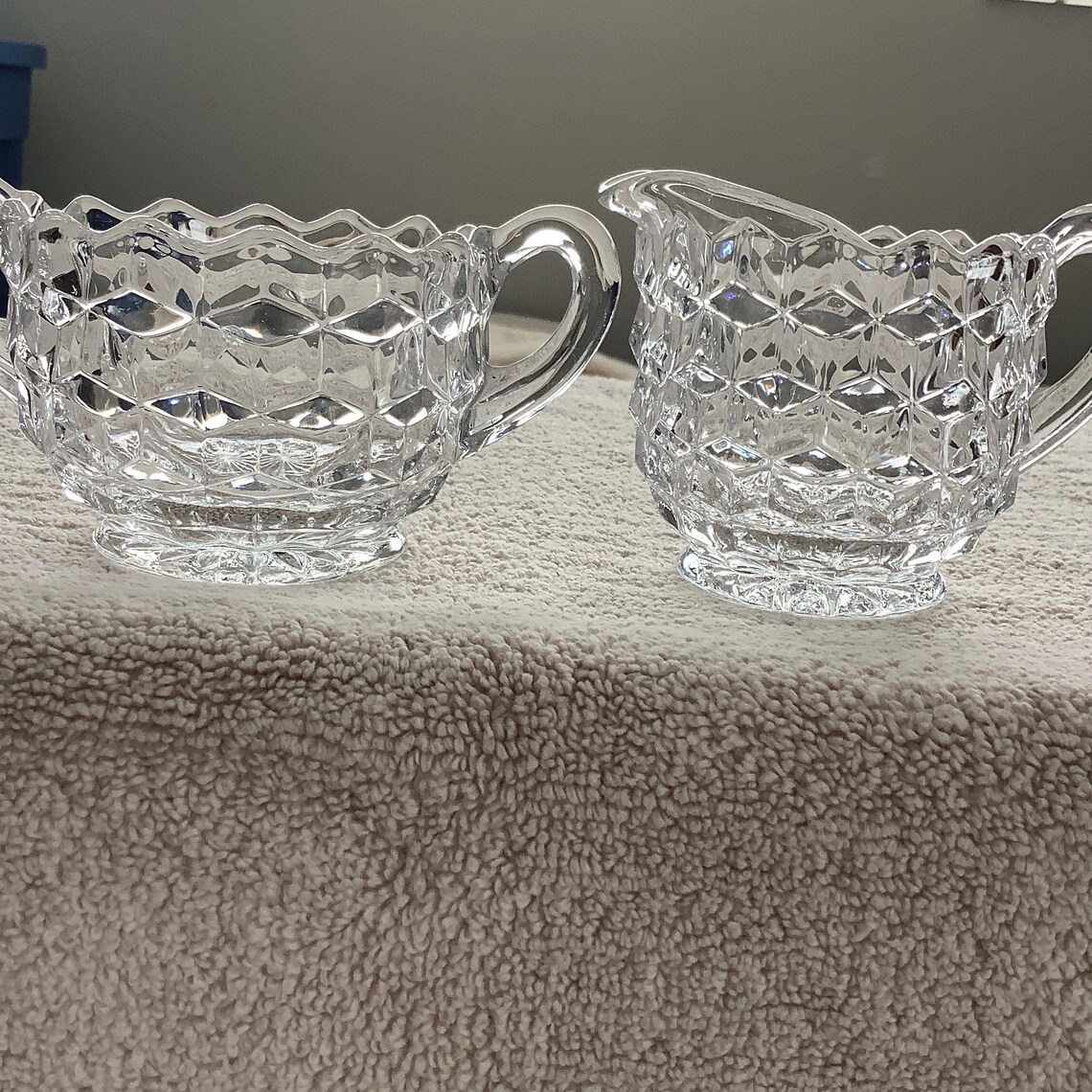 Fostoria American Creamer and Sugar - Etsy