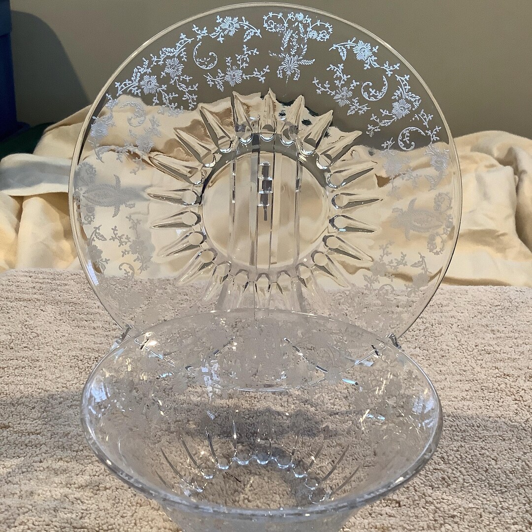 New Martinsville Viking Glass Prelude Pattern Bowl and Plate - Etsy
