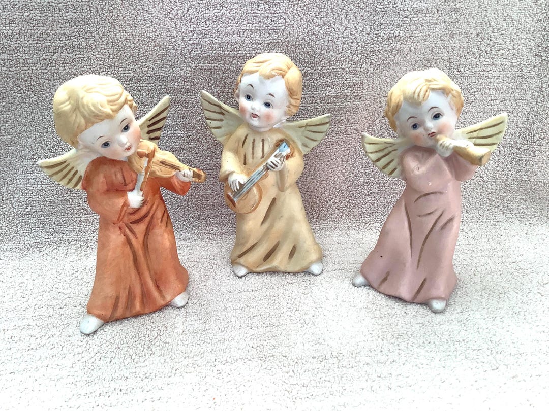 Three Angels Playing Instruments by Homco - Etsy