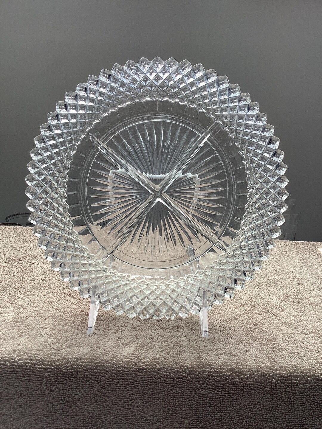 Miss America Diamond Point Clear Divided Relish Dish - Etsy