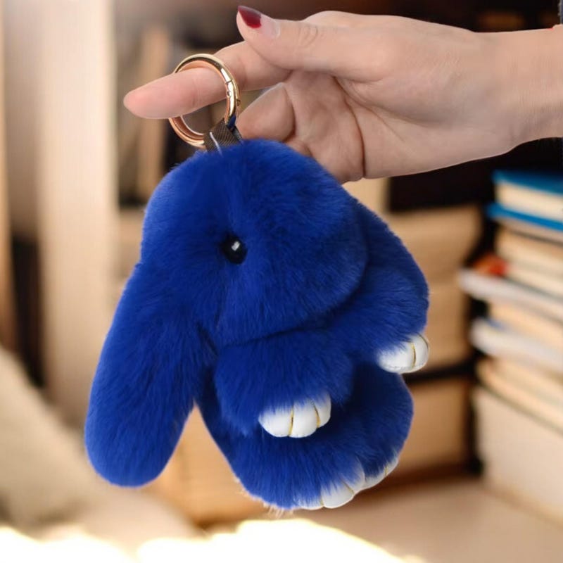 Fluffy Bunny Rabbit Keychain - Etsy