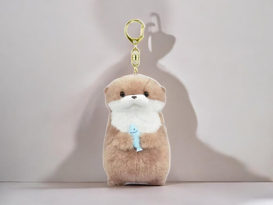 Cute Otter Plush Keychain Fishing Otter Bag Charm, Soft Plush Keyring ...