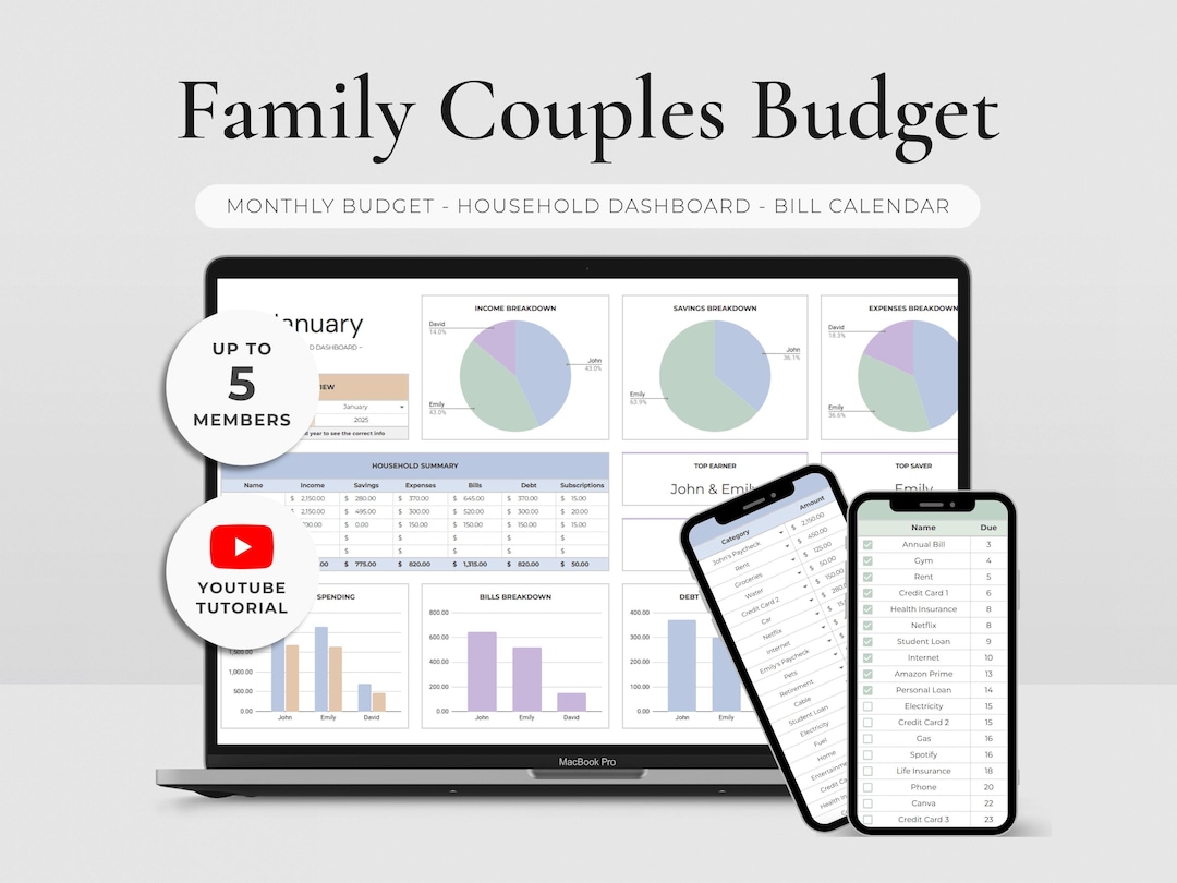 Family Couples Budget Spreadsheet Google Sheets Monthly Budget Template ...
