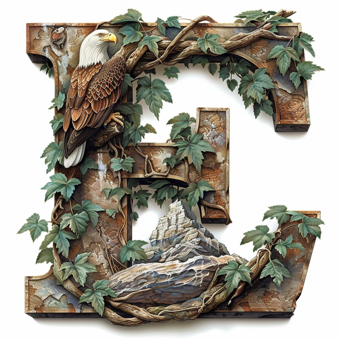 Stone Letter A-Z | Eagle & Ivy Clipart | 3D Alphabet PNG JPG SVG - Etsy Canada