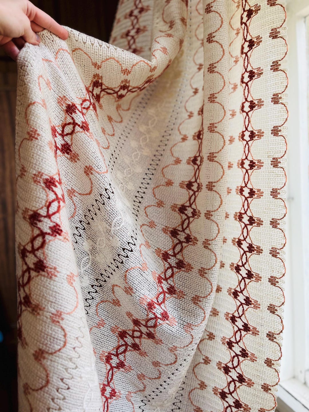 Pair of Vintage Swedish Woven Acrylic Curtains , Translucent Curtains ...