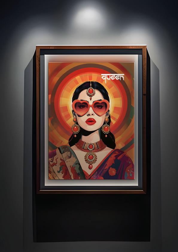 Indian Queen Digital Art, Bollywood Glam Wall Decor, Modern Indian ...
