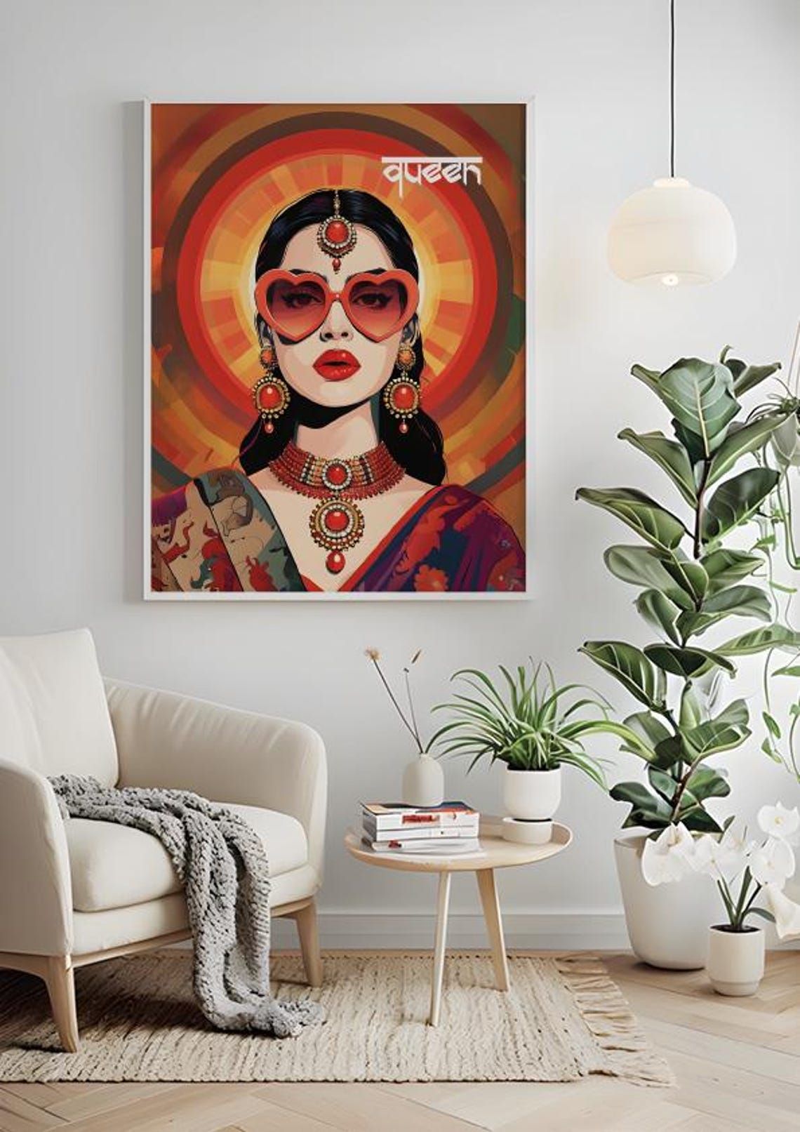 Indian Queen Digital Art, Bollywood Glam Wall Decor, Modern Indian ...