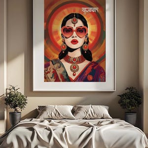 Indian Queen Digital Art, Bollywood Glam Wall Decor, Modern Indian ...