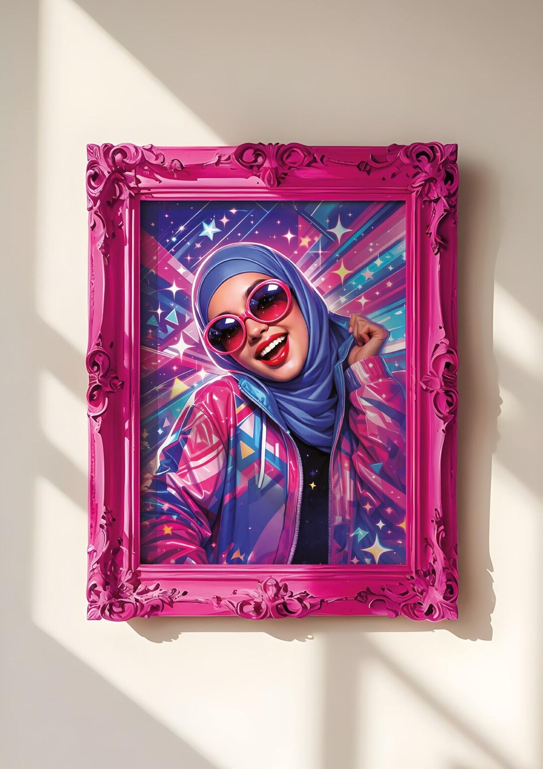 Vibrant Hijabi Pop Art Print, Stylish Muslim Woman Poster, Colourful ...