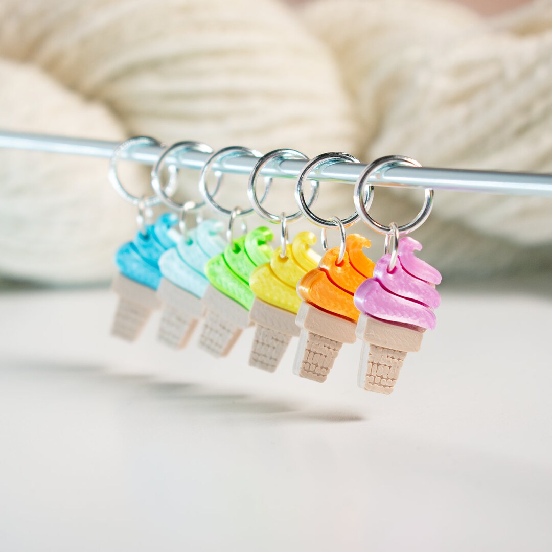 Set of Six Handmade Stitch Markers : Twisty Freeze - Etsy