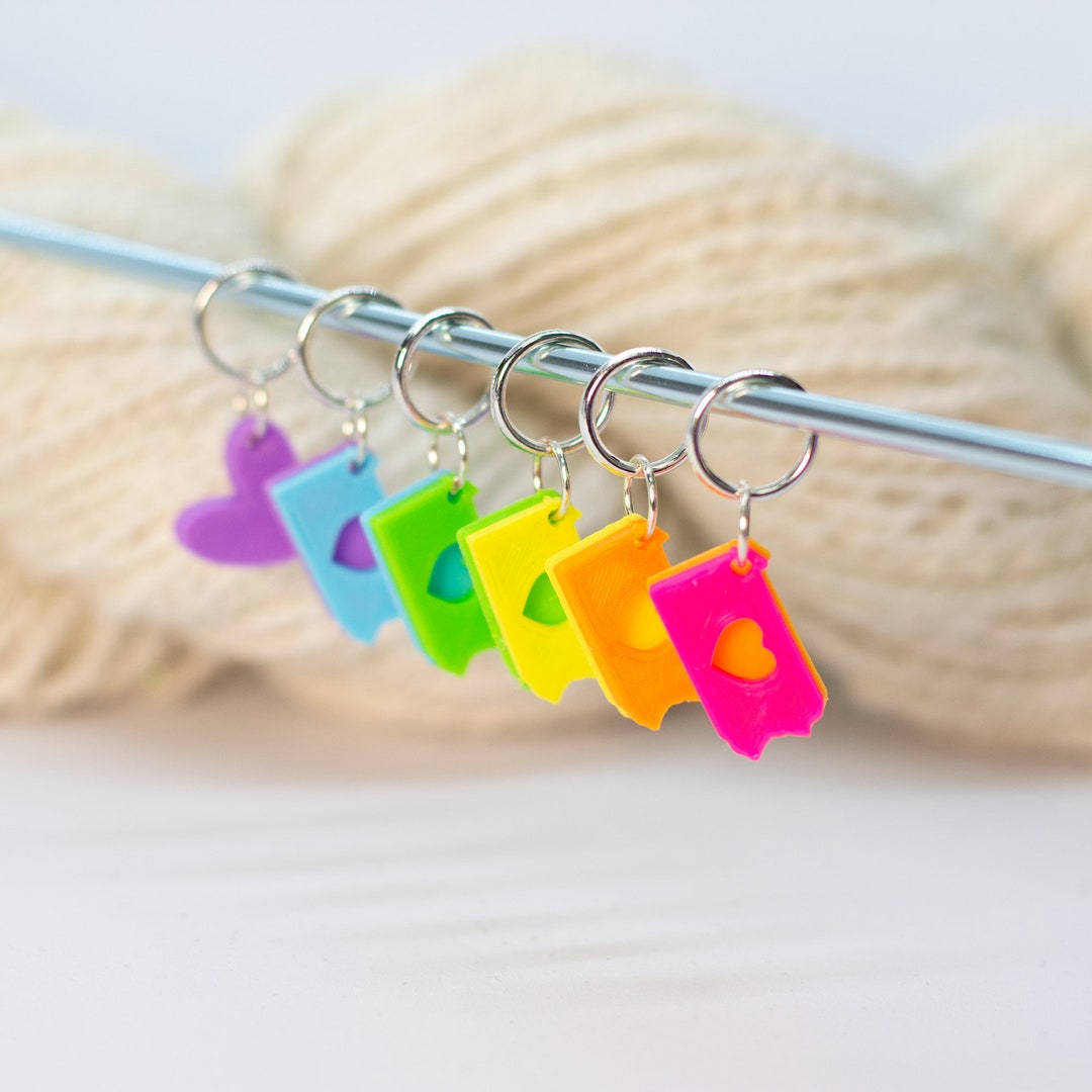Set of Six Handmade Stitch Markers : Keystone Love - Etsy