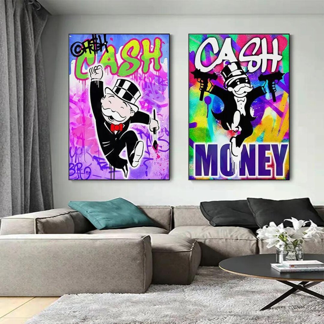 Mr. Monopoly Street Graffiti Alec Wall Art Decorative Cash Money Paintings Posters and Prints ...