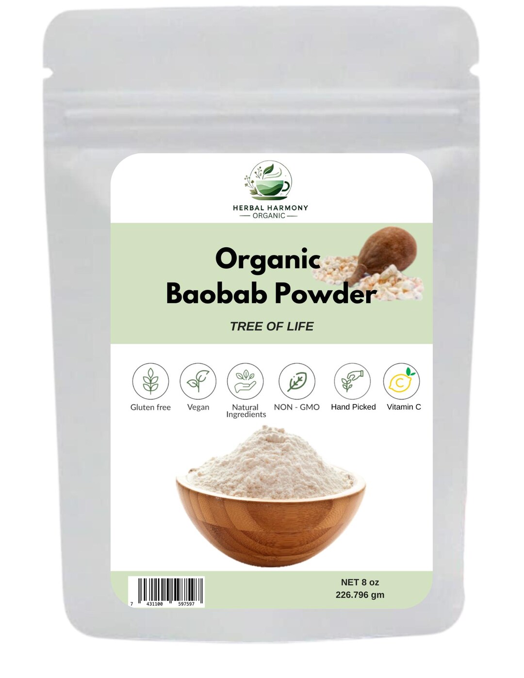 Baobab Fruit Powder,organic Herb,baobab Powder,vitamin C, Superfoods ...