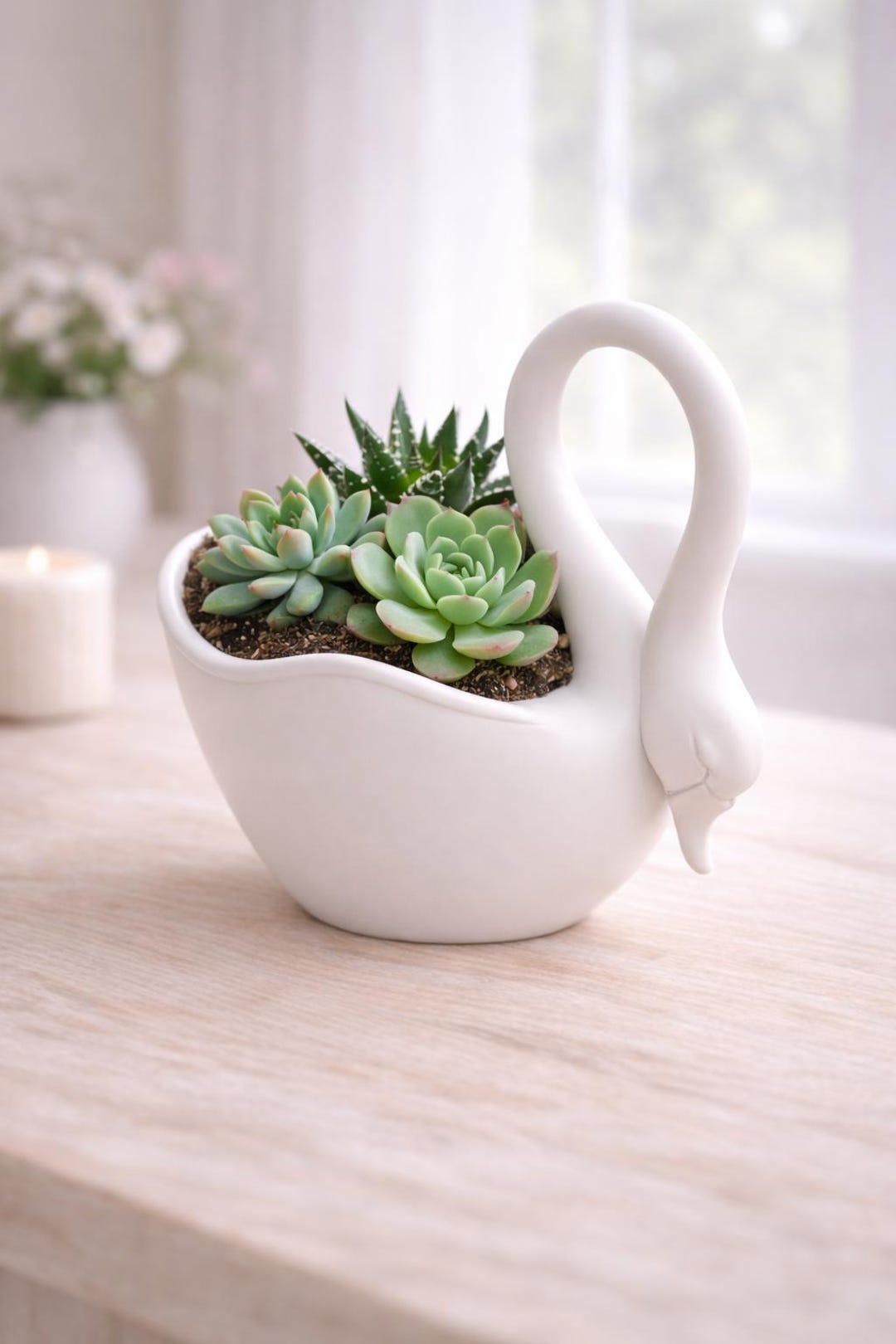Elegant Swan Planter Pot (drainage Hole Optional) – Swan Flower Pot – 4 ...