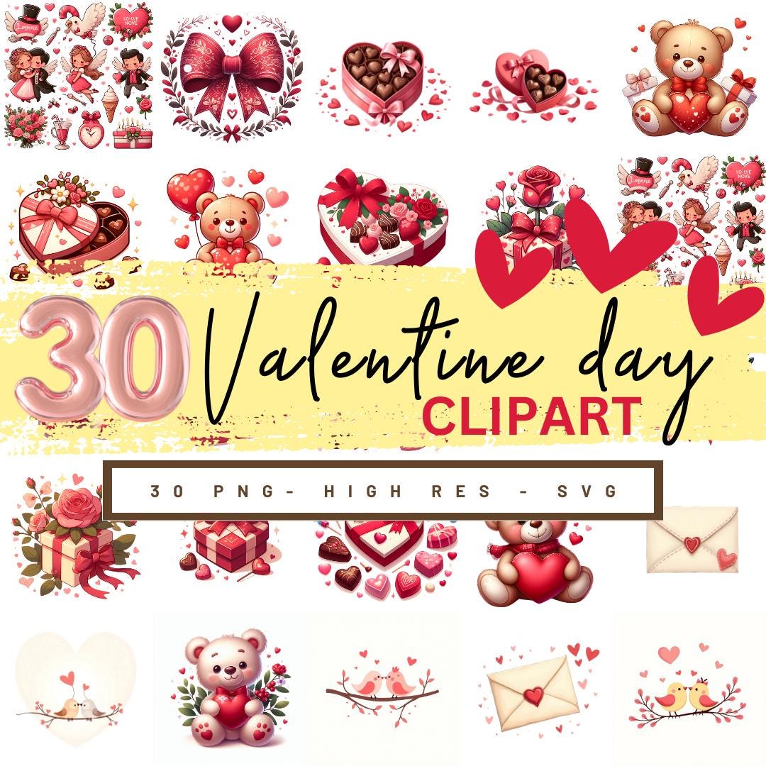 30 Valentine Day Clipart - High Quality PNG - SVG - Valentine's Graphic ...