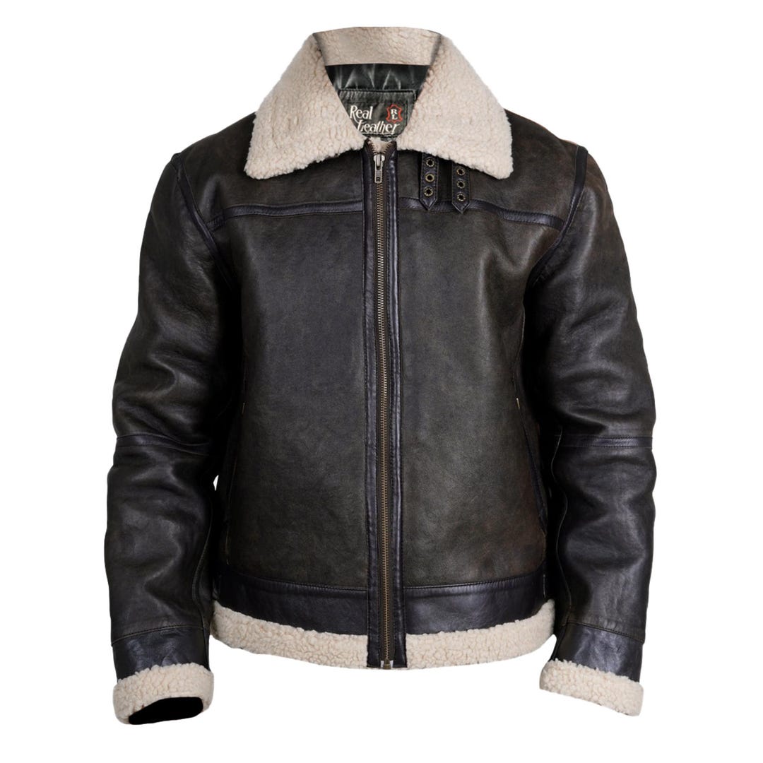 Men Flight Leather Jacket Hunter Cosplay Jacket B3 Aviator Leather ...