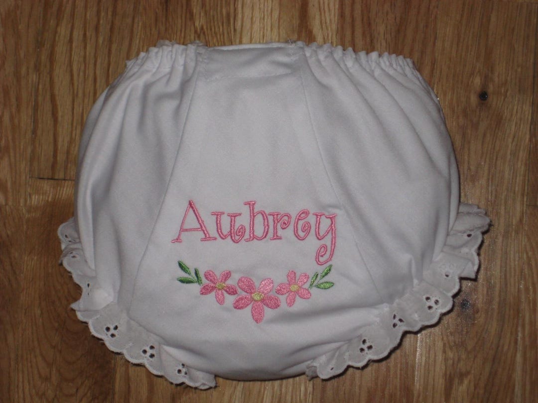 Personalized, Embroidered Diaper Cover With Flower Swag - Etsy