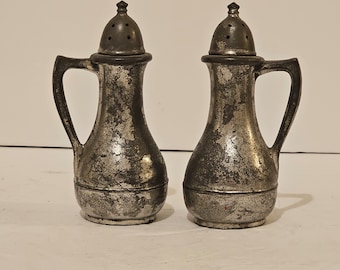 Vintage Federal Pewter Monogram Salt & Pepper Shakers - Etsy