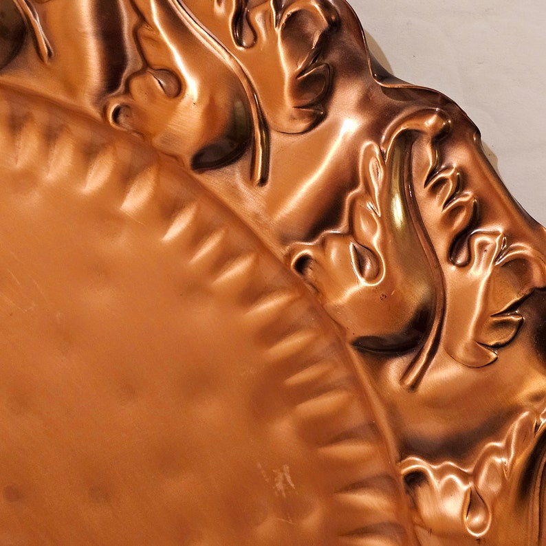 Vintage GREGORIAN COPPER Platter Wall Hanging 15 Inch Ruffled Edge Hand ...