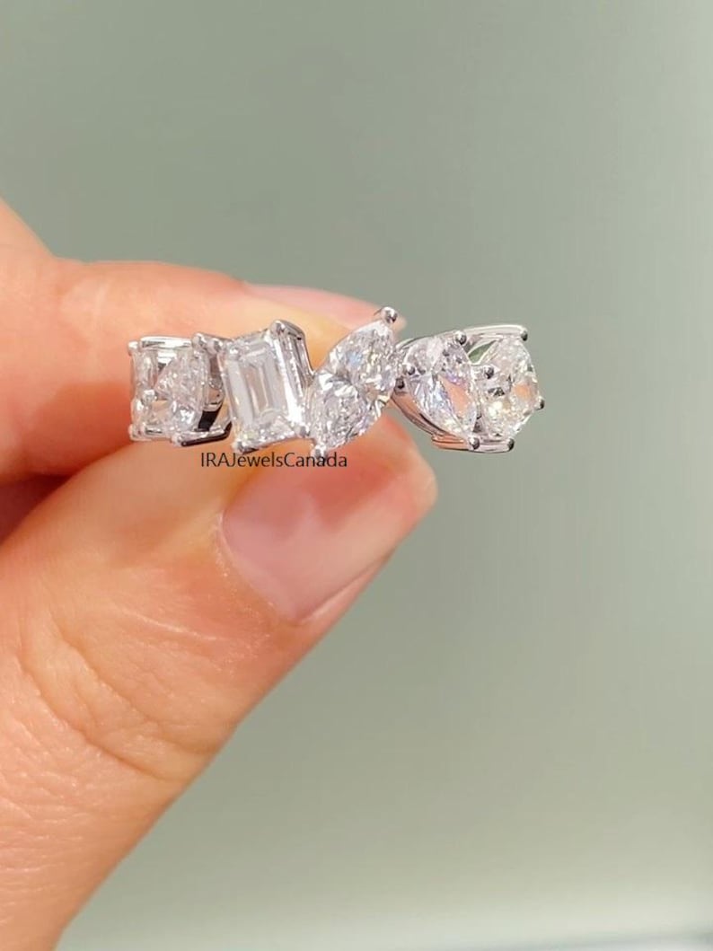 1.5 CT Multi-shape Lab Diamond Band: Half Eternity Wedding Ring - Etsy