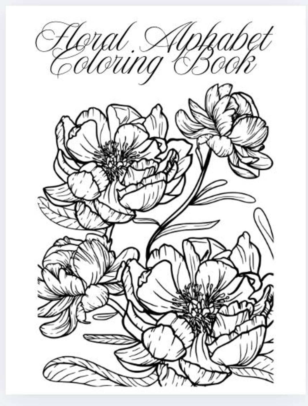 Floral Alphabet Coloring Book PNG - Etsy