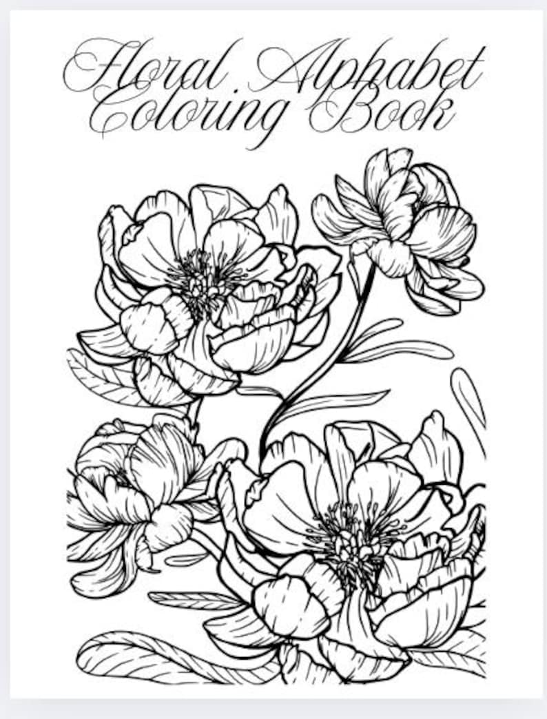 Floral Alphabet Coloring Book PNG - Etsy