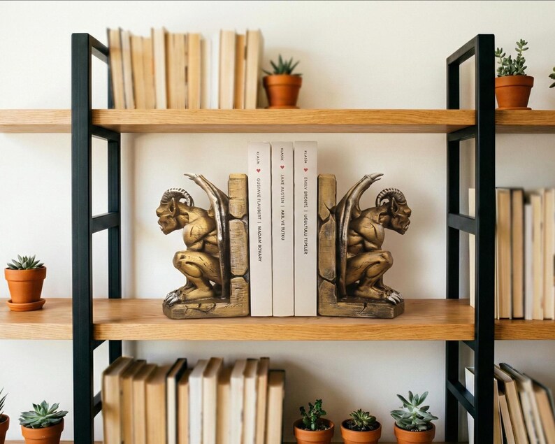Gargoyle Gothic Bookends, Medieval Shelf Decor - Etsy
