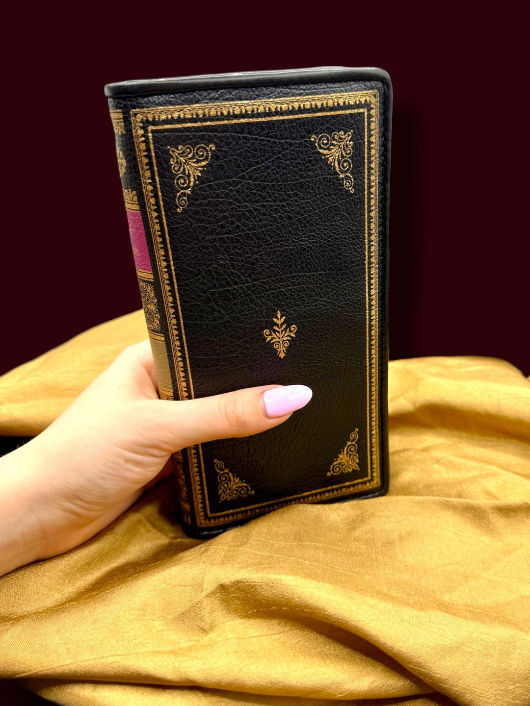 Vintage Book Wallet Black Leather Look | Book of Wealth Vol IV ...