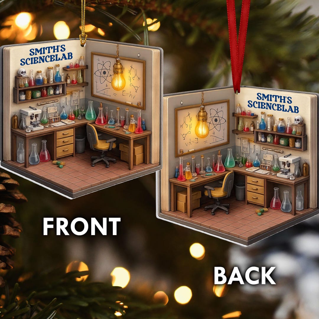 Custom Science Lab 2D Flat Acrylic Ornament, Science Gift, Science ...