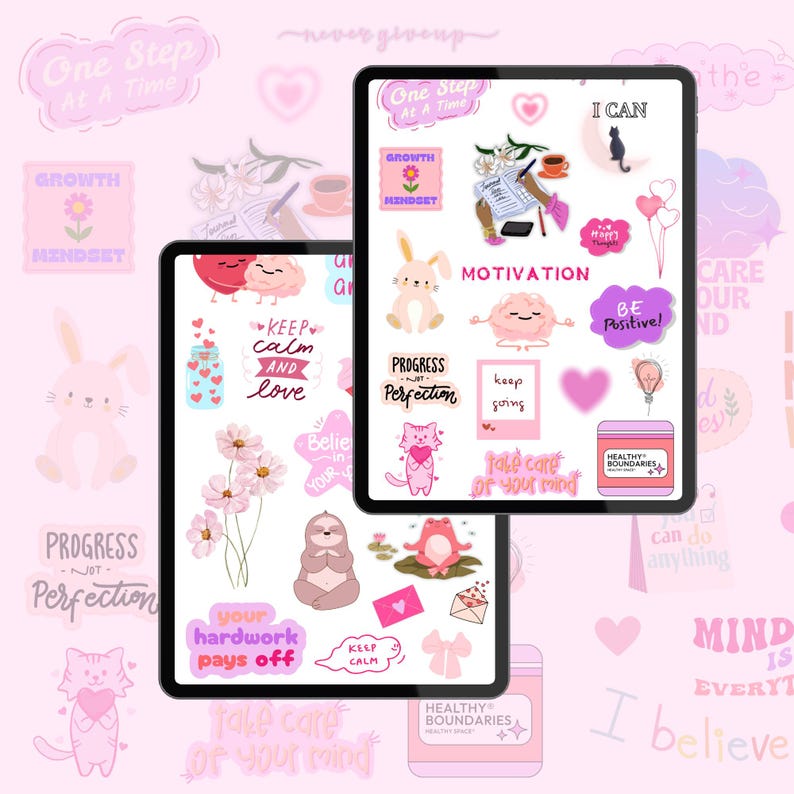 50 Motivational Digital Stickers | Inspirational Aesthetic Pngs | Cute ...