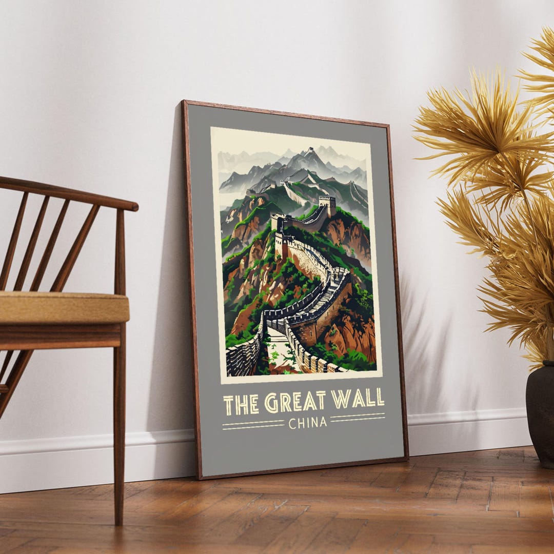 Grey Great Wall of China Poster - Travel Poster - Travel Gift - Wall ...