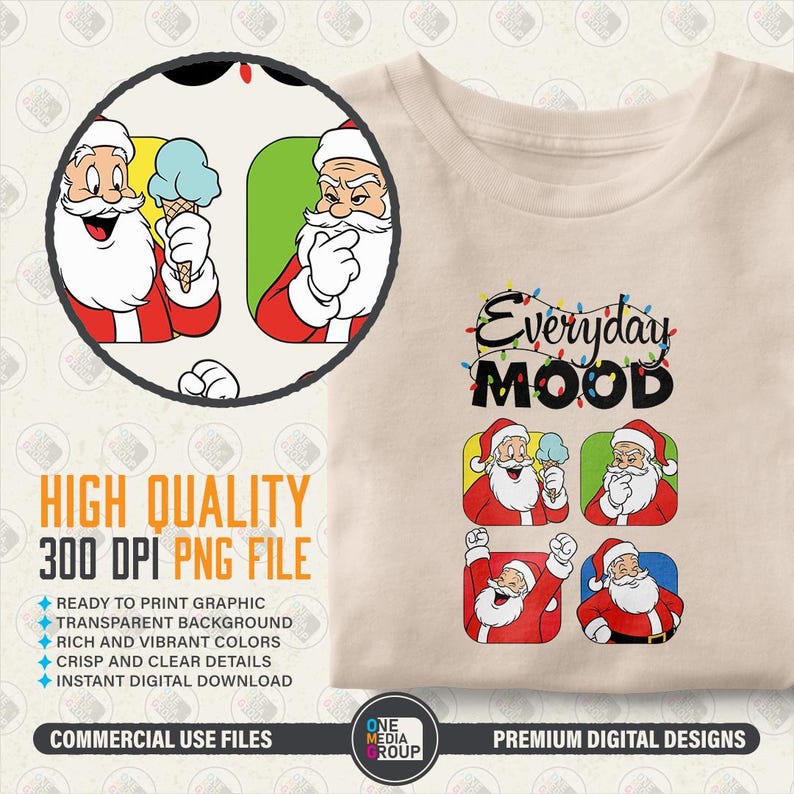 Funny Christmas Santa Moods PNG Clipart (digital Download) - Etsy