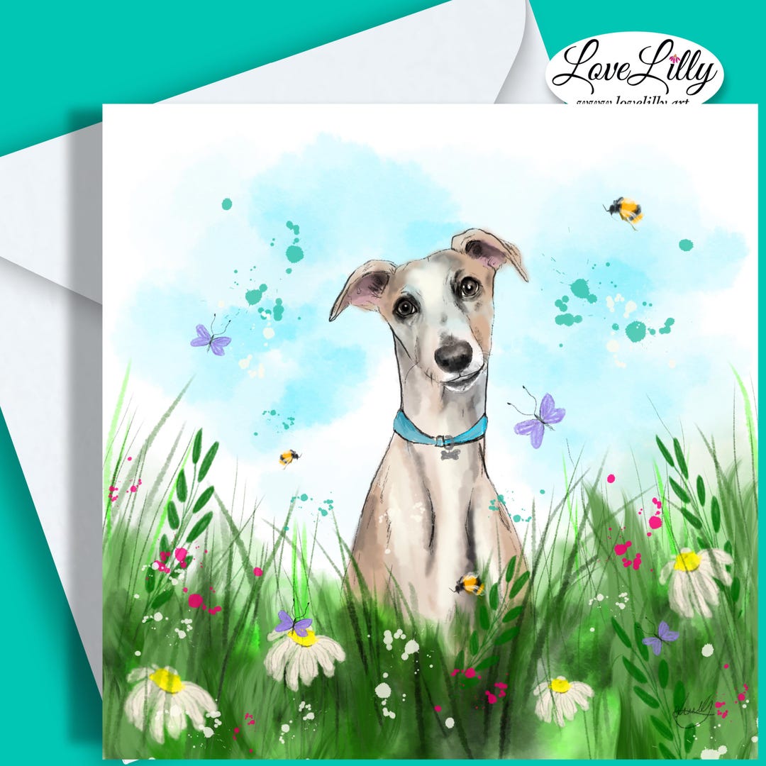 Dog Greetings Card, Animal Card, Whippet, Dog Card, Blank Card 15cm X ...