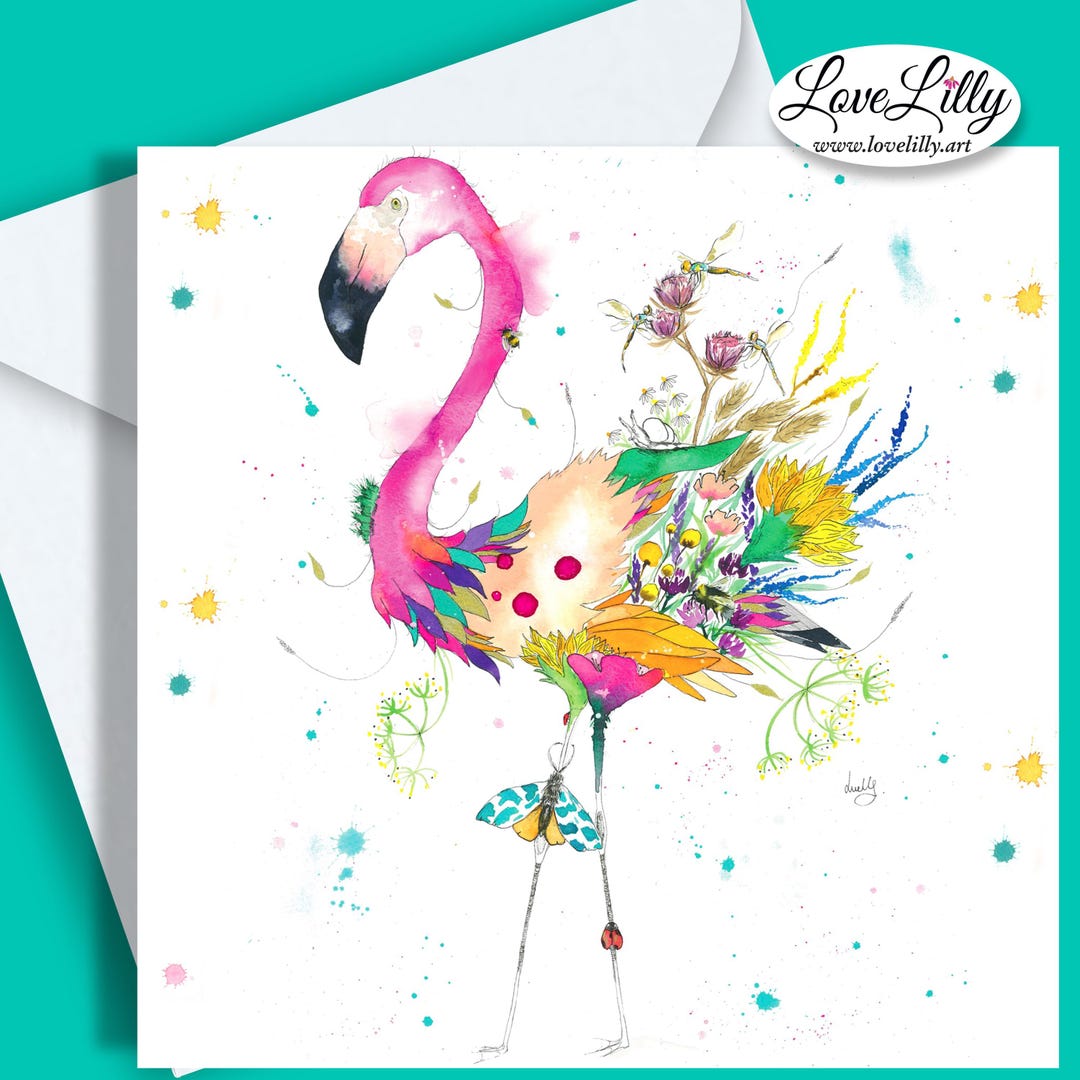 Flamingo Greetings Card, Animals Card, Wildlife Card, Gift for Flamingo Lovers, Blank Card 15cm ...