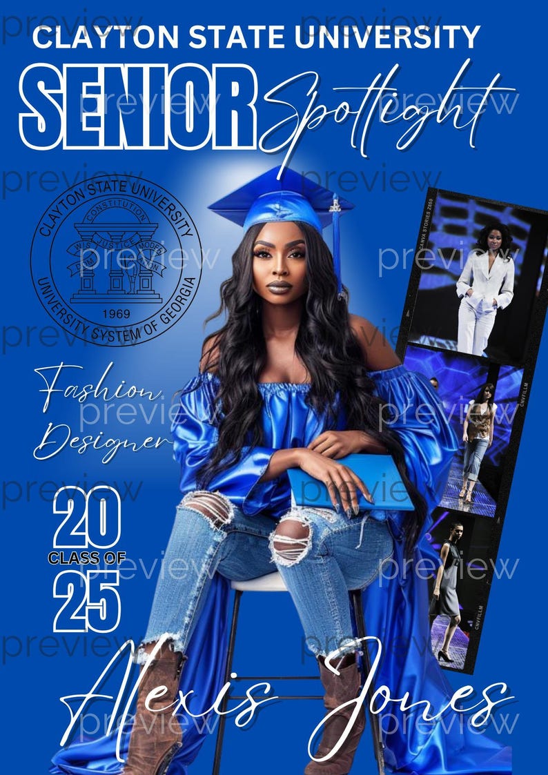 Editable Graduation Magazine Template Canva Bundle - 5pc Modern Senior ...