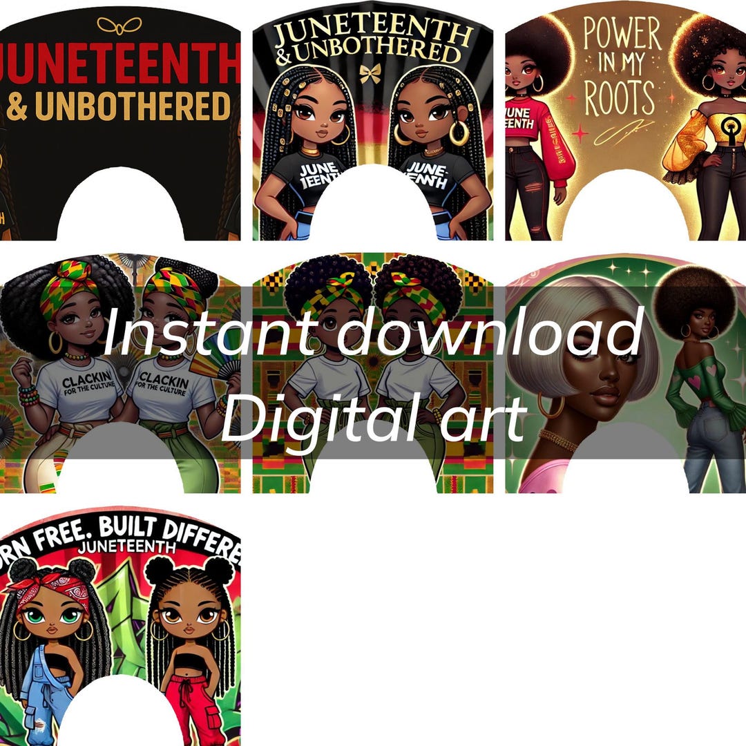 Juneteenth Clack Fan PNG Bundle, 7 Afrocentric Digital Designs With ...
