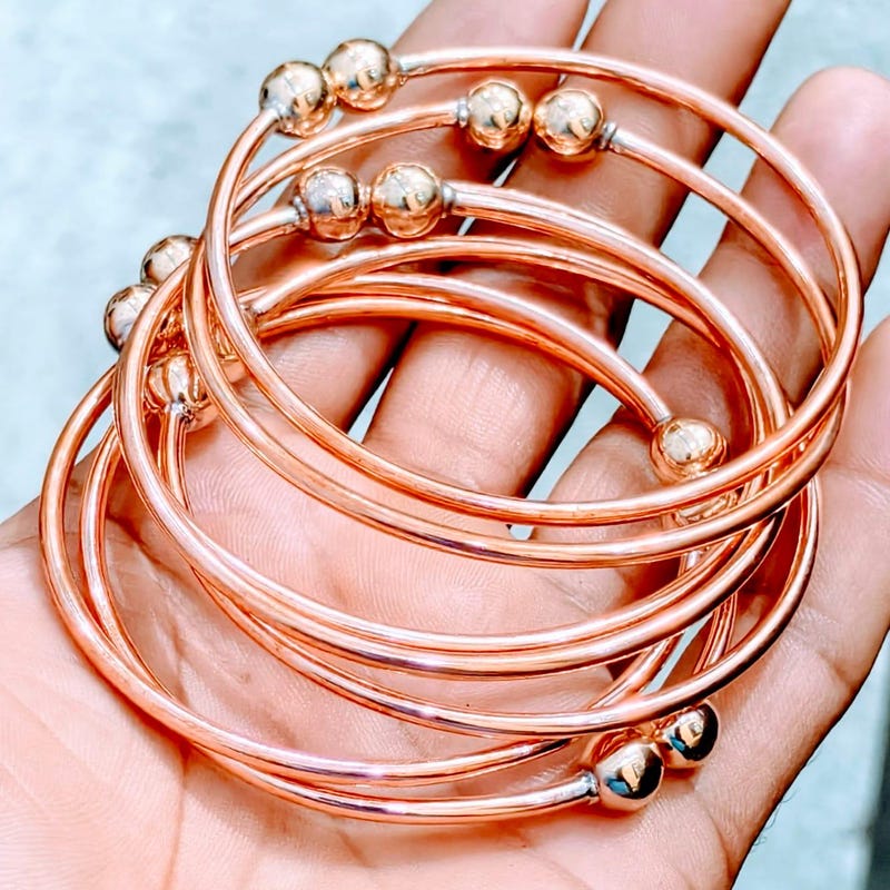 Copper Bangles With Bell - Etsy