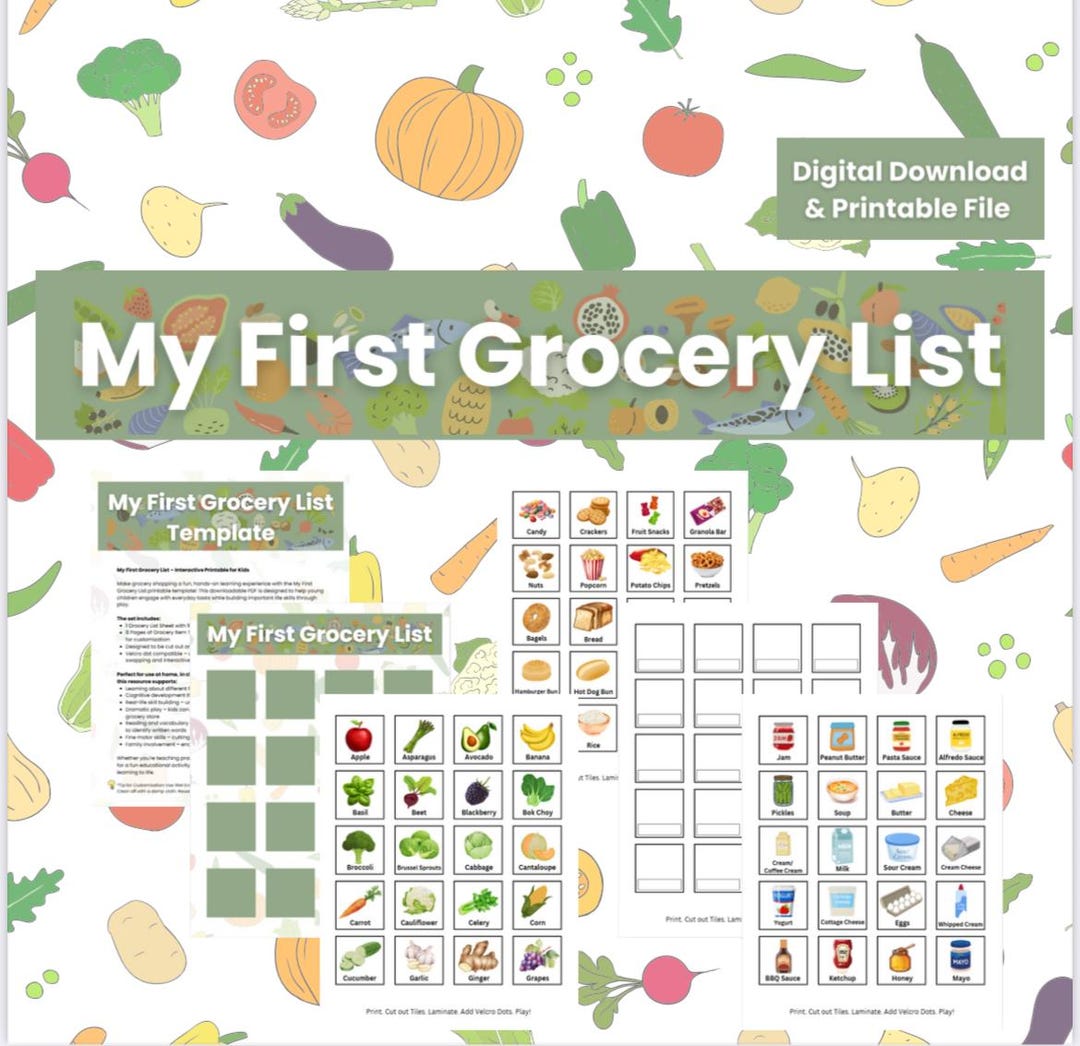 My First Grocery List – Printable Grocery Shopping Game, Dramatic Play ...