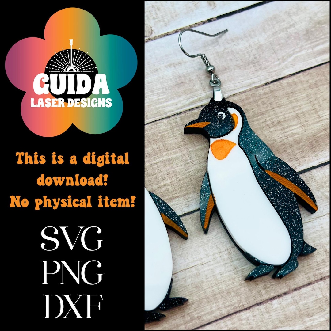Penguin Earrings SVG – Layered Laser Cut File for Glowforge / Arctic ...
