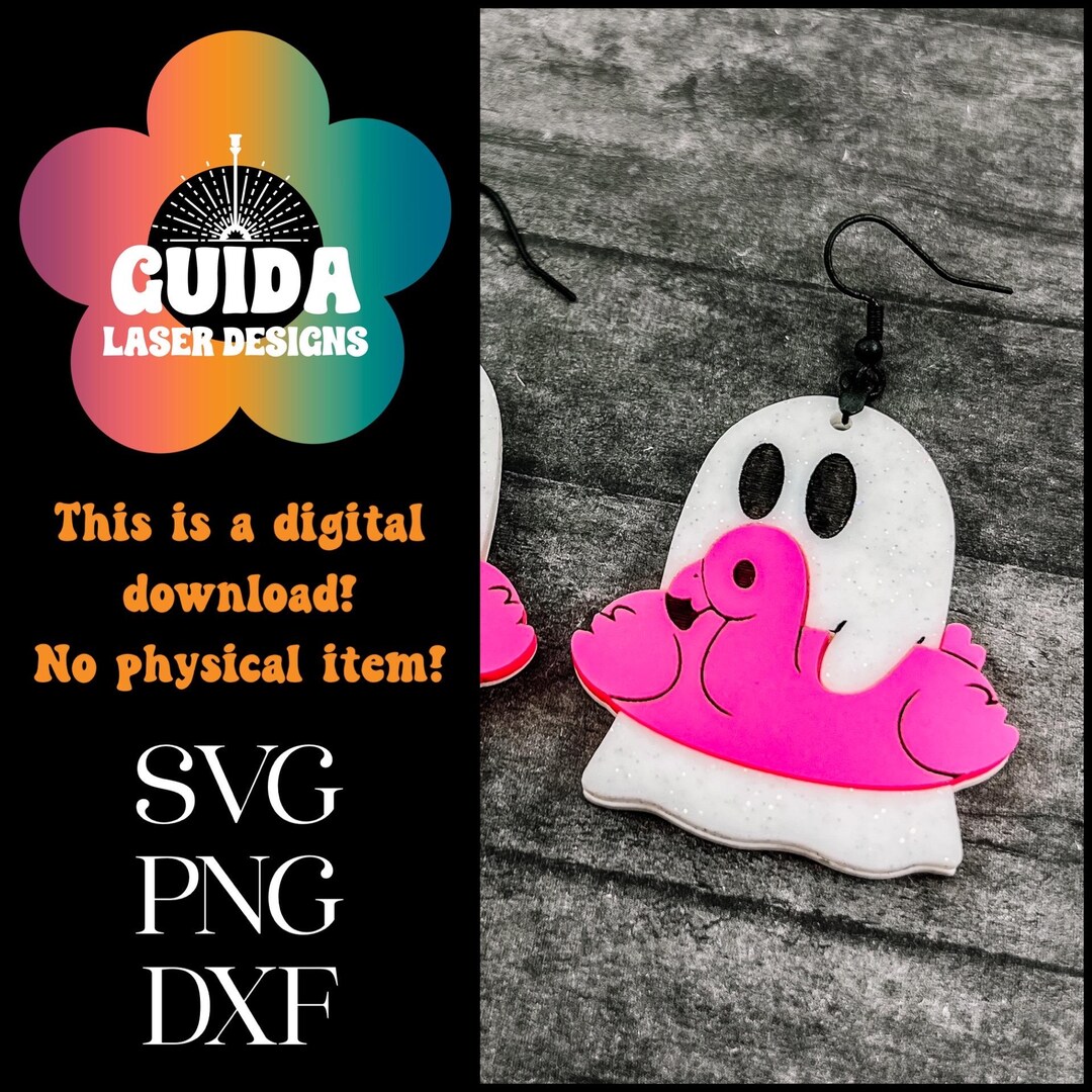 Summer Ghost Earrings SVG – Laser Cut File for Glowforge – Flamingo ...