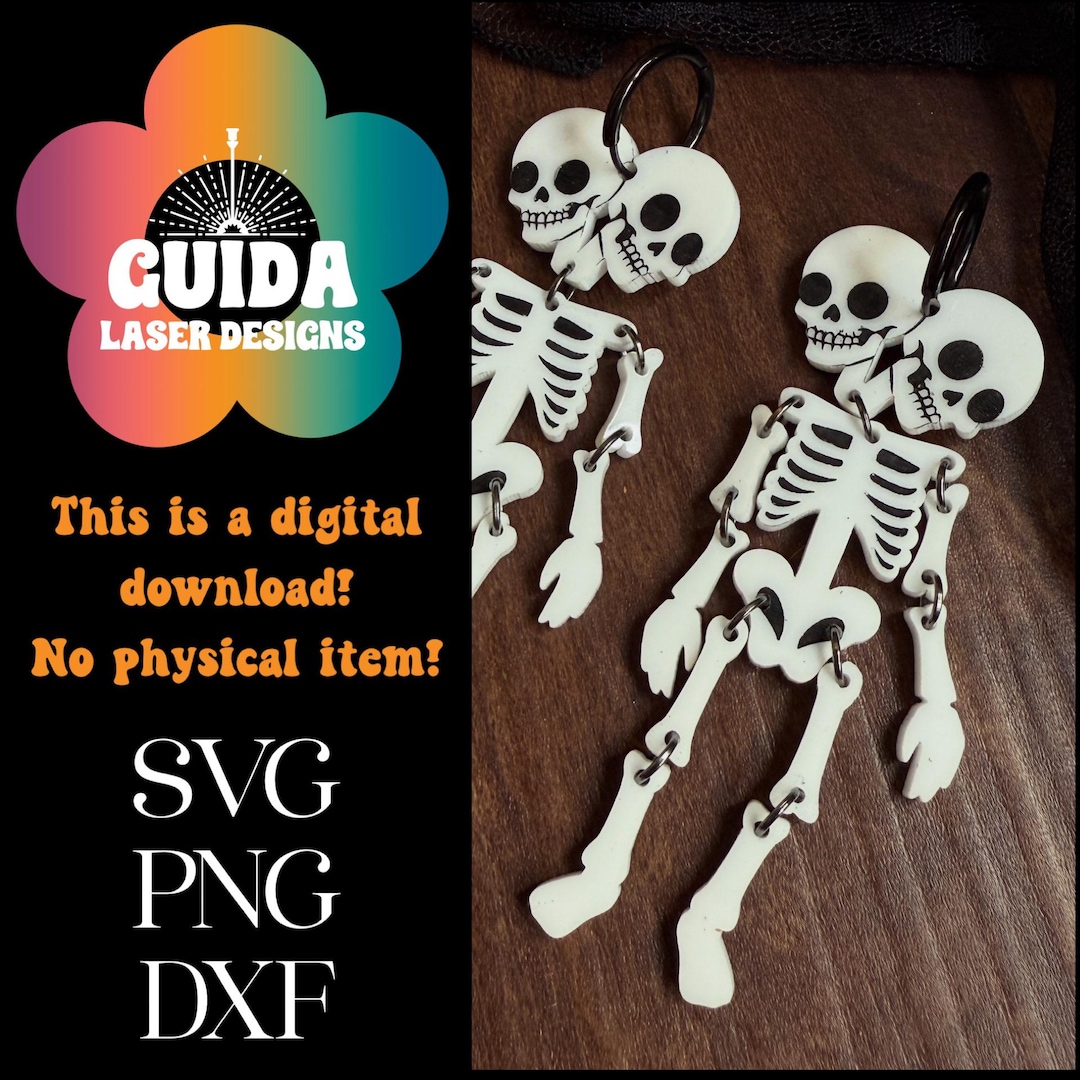 Double Headed Skeleton Earrings SVG | Halloween Laser Cut File ...