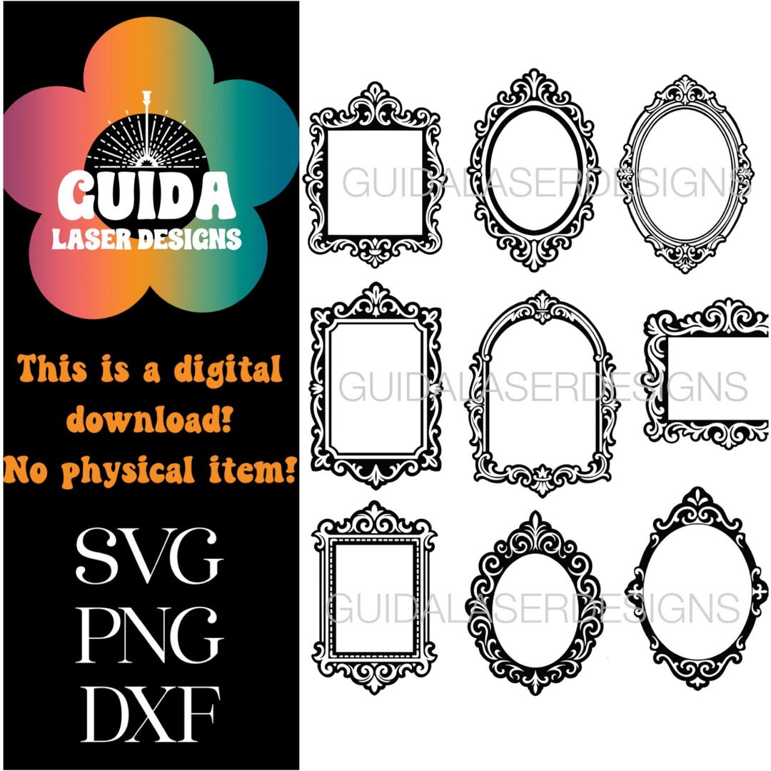 Ornate Frame SVG Bundle | Vintage Frame Cut Files for Earrings, Jewelry ...