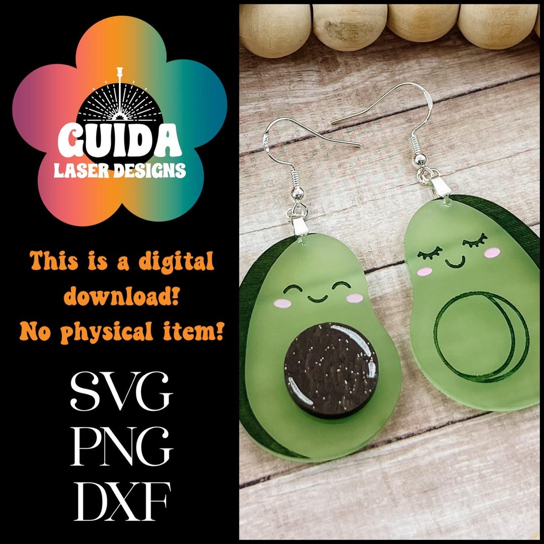 Avocado Earrings SVG Bundle / Laser Cut File / Spring Summer ...