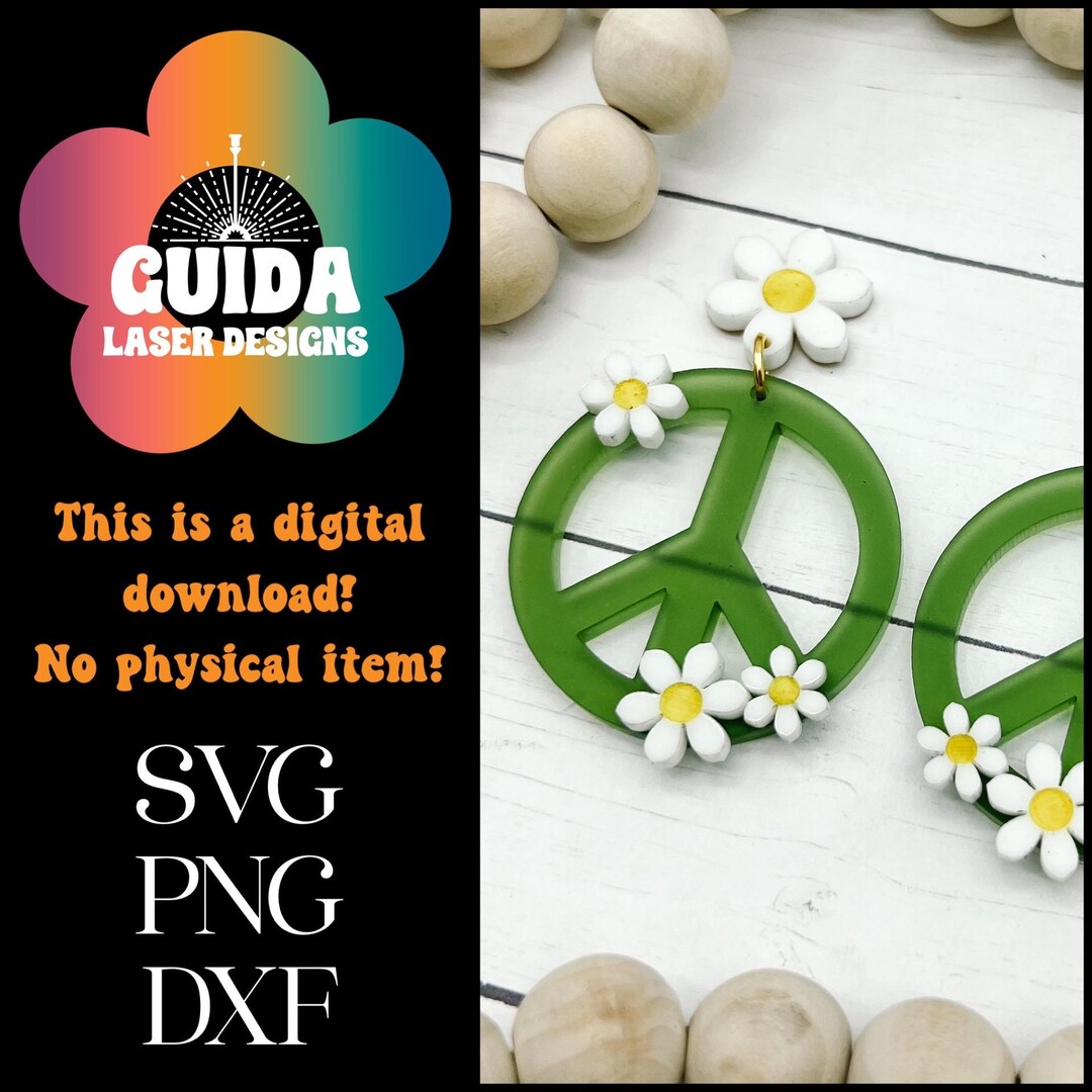 Peace Sign Earrings SVG – Laser Cut File for Glowforge – Hippie Boho ...
