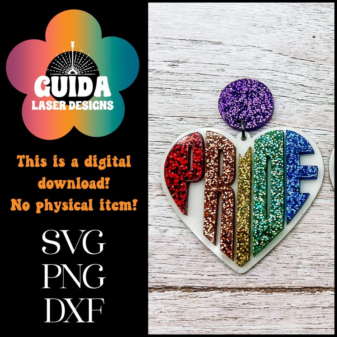Pride Heart Earrings SVG / Laser Cut File / Rainbow Earrings / LGBTQIA+ ...